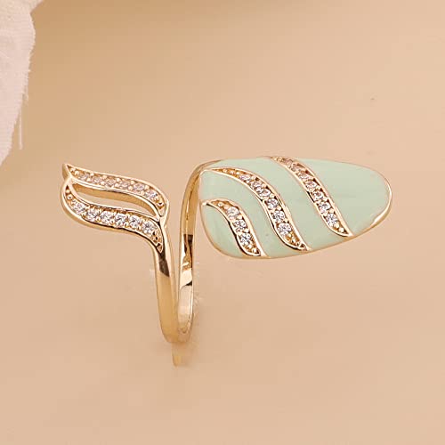 Rumtock Knuckle Nail Ring Mint Nail Protecting Ring with CZ Crystal for Women Girls Finger Tip Manicure Jewelry