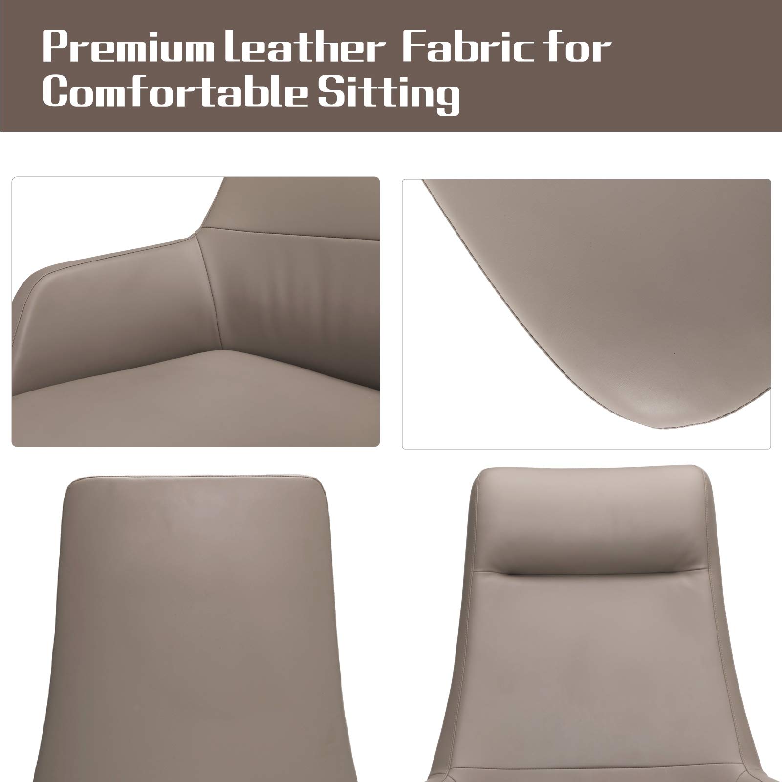 Office Chair Ergonomic Desk Chair Leather Chair Lumbar Support Skate Style Wheels Adjustable Stool Rolling Swivel Chair for Grey