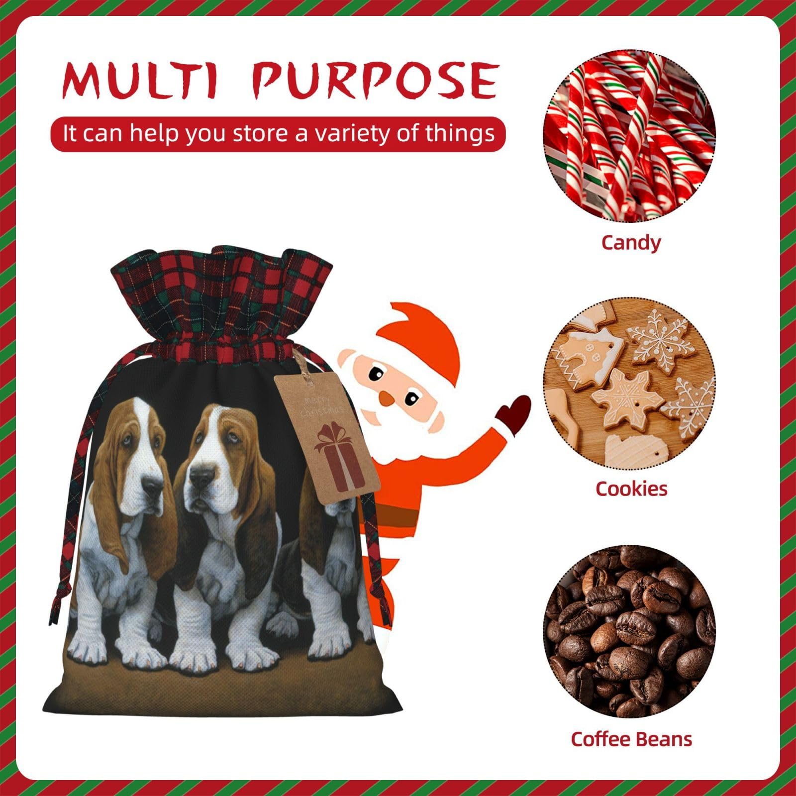 MARXAN Cute Dogs Printing Christmas With Drawstring Fabric Gift Bag Linen Bundle Gift Bag Storage Bag Gift Bags With Drawstrings Suitable For Christmas Party Gift Packaging