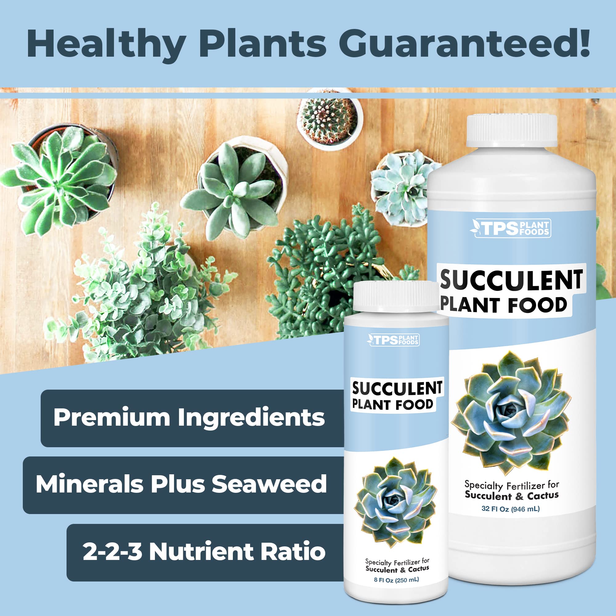 Succulent Plant Food for Succulents, Cactus, Jade and Aloe, Liquid Houseplant Fertilizer 8 oz (250mL)
