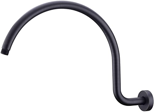 TRUSTMI S Shaped Shower Arm with Flange 17 Inch Extension with 6 Inch High Rise Gooseneck Arm for Rainfall Shower Head, Wall Mounted, Oil Rubbed Bronze