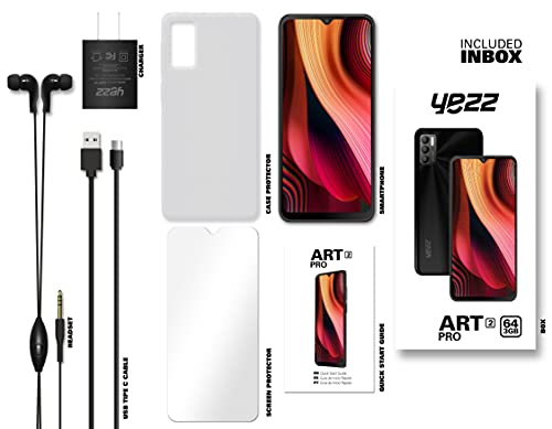 Yezz Art 2 Pro | 2021 | Long Lasting Battery | 3/64GB | 16MP Triple Camera | Unlocked smarpthone | 1 Year Warranty in The U.S. | Graphite Black