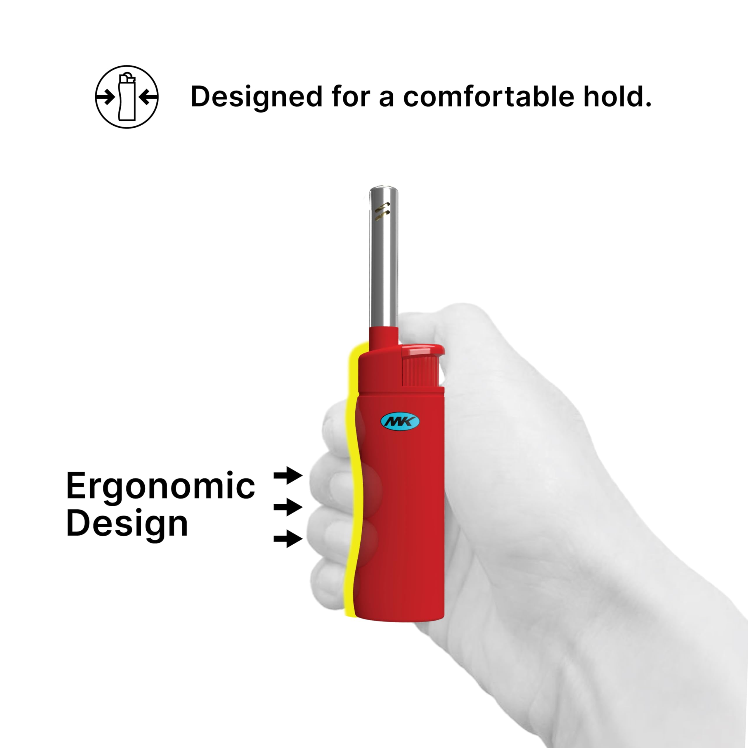 MK Lighters - Multipurpose Butane Refillable, Windproof Flame, Ideal for Candle, BBQ, Camping, Outdoor (3BL), 10PCS