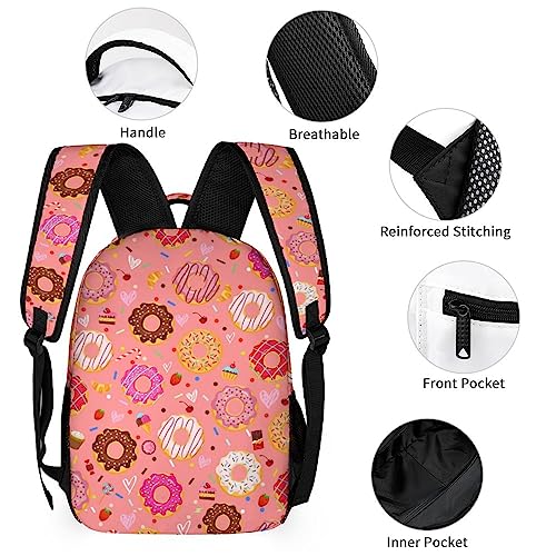 oallpu 3PCS Colorful Donut Backpack, Casual Lightweight Laptop Bag, Cartoon Shoulders Backpack Cute Daypack with Multiple Pockets(Colorful Donut)