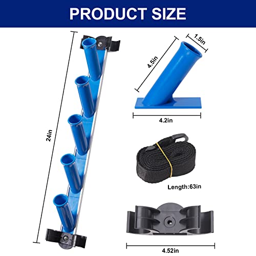 ZOMOFEW Pool Cleaning Accessory Holder, Blue, 5-in-1 Design, Holds Brushes, Nets, Vacuum Cleaners, Poles, Weatherproof