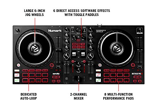 Professional DJ System - Mixtrack Pro FX DJ Controller - Serato DJ Lite Software - Lighted Powered Dual 15" DJ Speakers - 4000 Watts