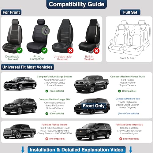 OASIS AUTO Car Seat Covers Premium Waterproof Faux Leather Cushion Universal Accessories Fit SUV Truck Sedan Automotive Vehicle Auto Interior Protector Front Pair (OS-001 Tan)