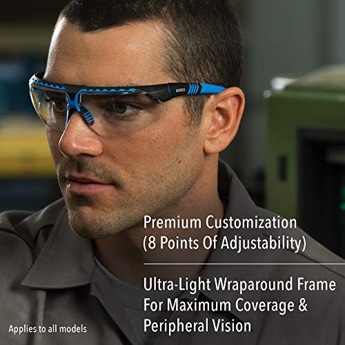 UVEX by Honeywell Avatar Safety Glasses, Blue Frame with Clear Lens & HydroShield Anti-Fog Coating (S2870HS)