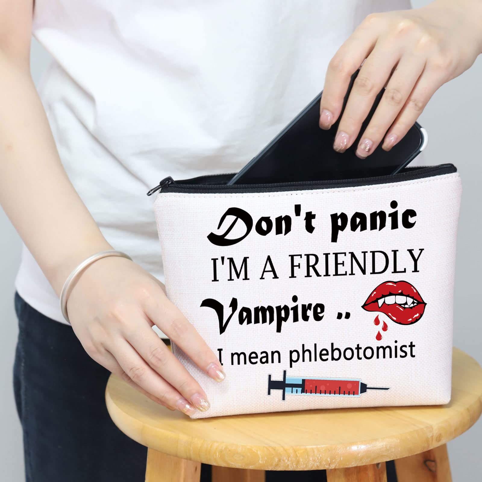 MNIGIU Phlebotomist Cosmetic Makeup Bag Phlebotomy Technician Gift I Mean phlebotomist Zipper Pouch Bag For Technician Hematologist Nurse (phlebotomist bag)