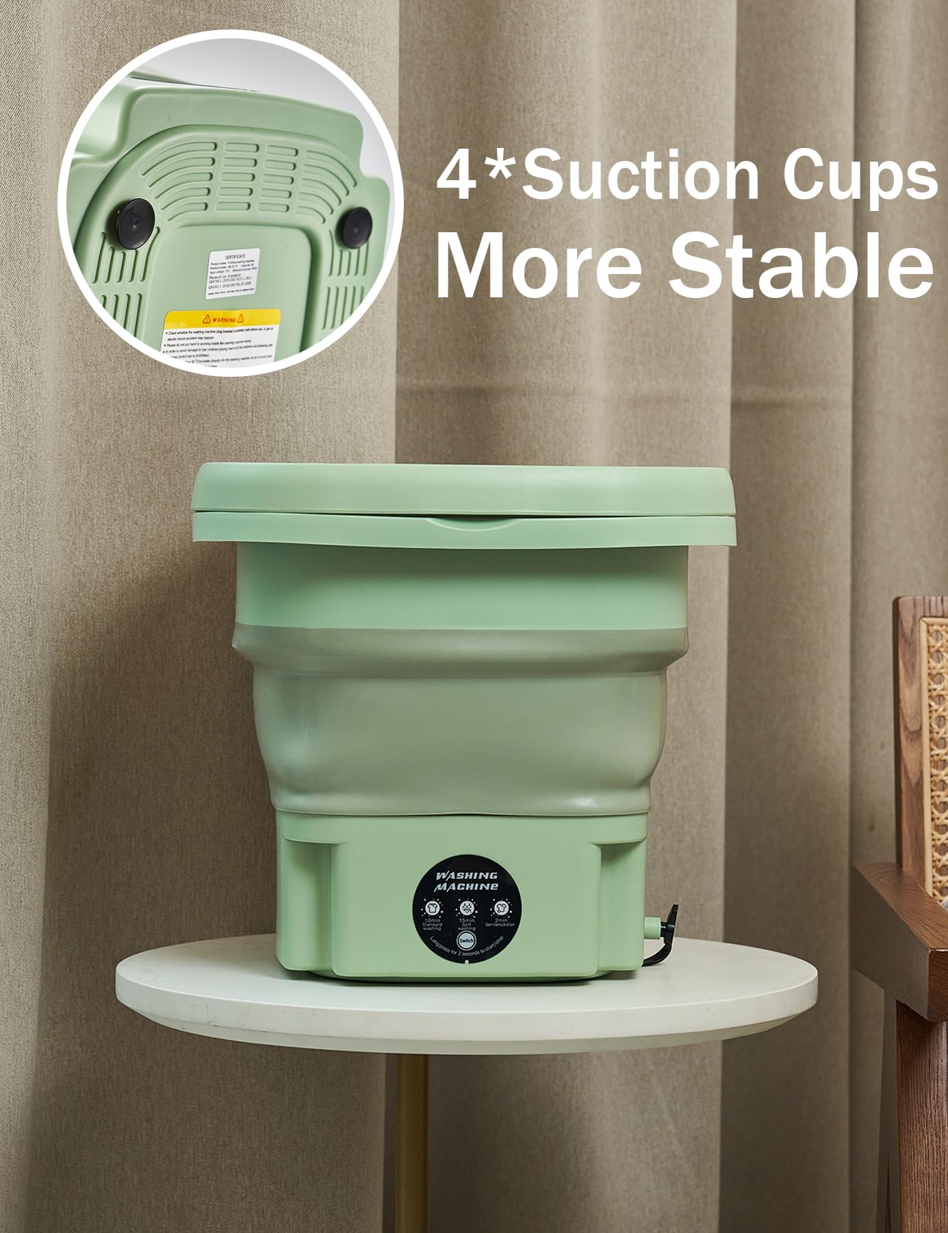 Oivley Mini Washing Machine Foldable, Mini Washer with Drain Basket Portable Washing Machine Foldable for Apartments, Laundry, Travel, Camping, RV or Underwear, Baby Clothes, Small Items-Green