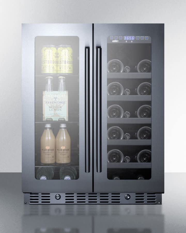 Summit ALFD24WBV 24"" ADA Compliant Dual Zone Beverage Center with 4.6 cu. ft. Capacity Digital Thermostats LED Lighting and Automatic Defrost in Stainless Steel