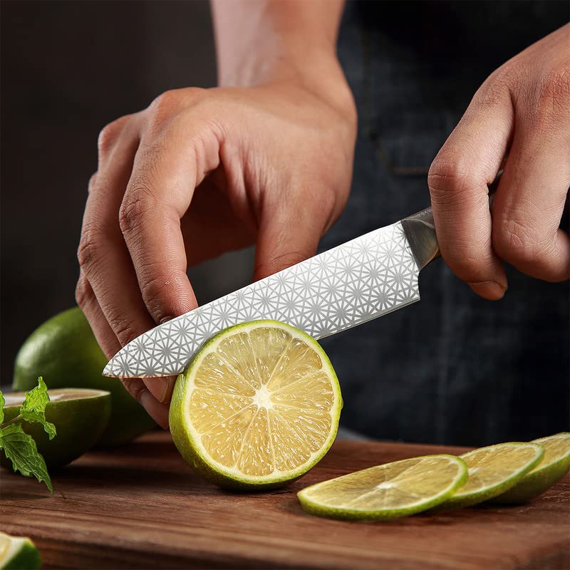 TooSharp Paring Knife, Kitchen Knife 3 Inch Forged with German Stainless Steel, Full Tang Ergonomic Handle, Super Sharp to Hold an Edge, for Paring, Chopping, Slicing Fruits Vegetables, Silver