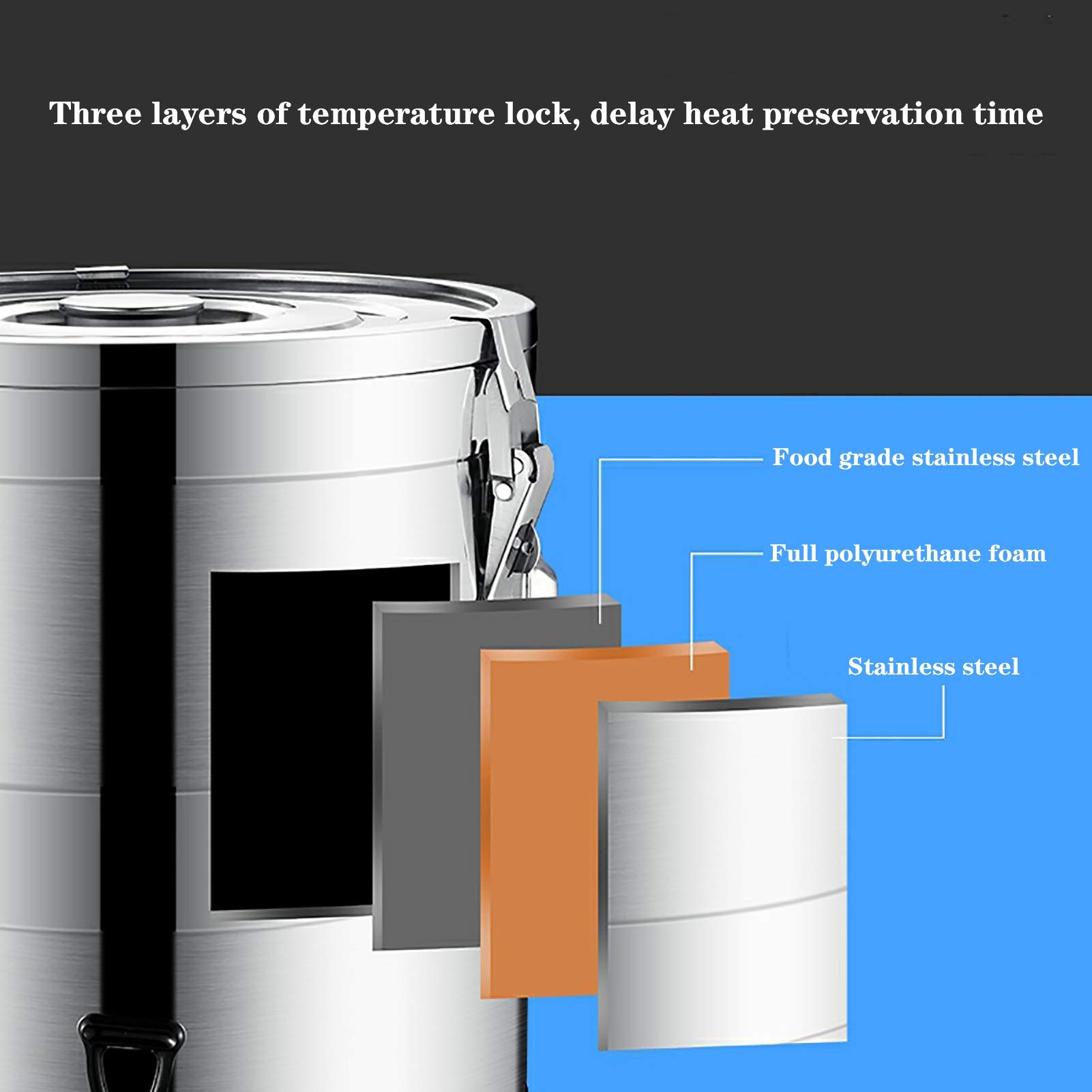 Stockpots Large Stock Pot,304 Stainless Steel Sealed Bucket, Can Hang The Lid,Double-layer Thickened, 24-hour Heat Preservation (Color : Silver, Size : 26cm29cm(10L))
