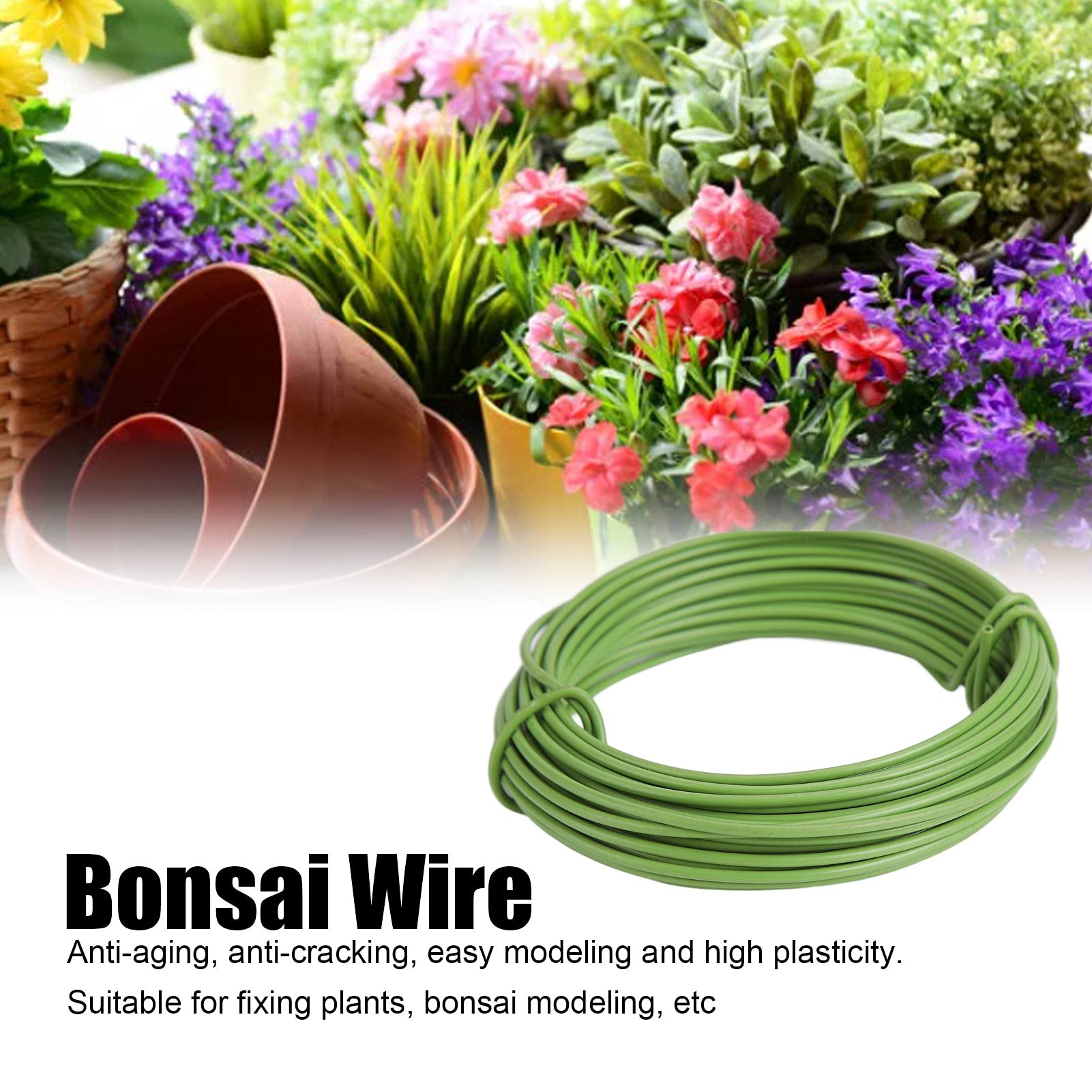 TOPINCN Bonsai Wire, 32.8ft Bonsai Wire Coated Flower Art Soft Iron Wire Handmade Easy to Bend DIY Household Gardening Supplies