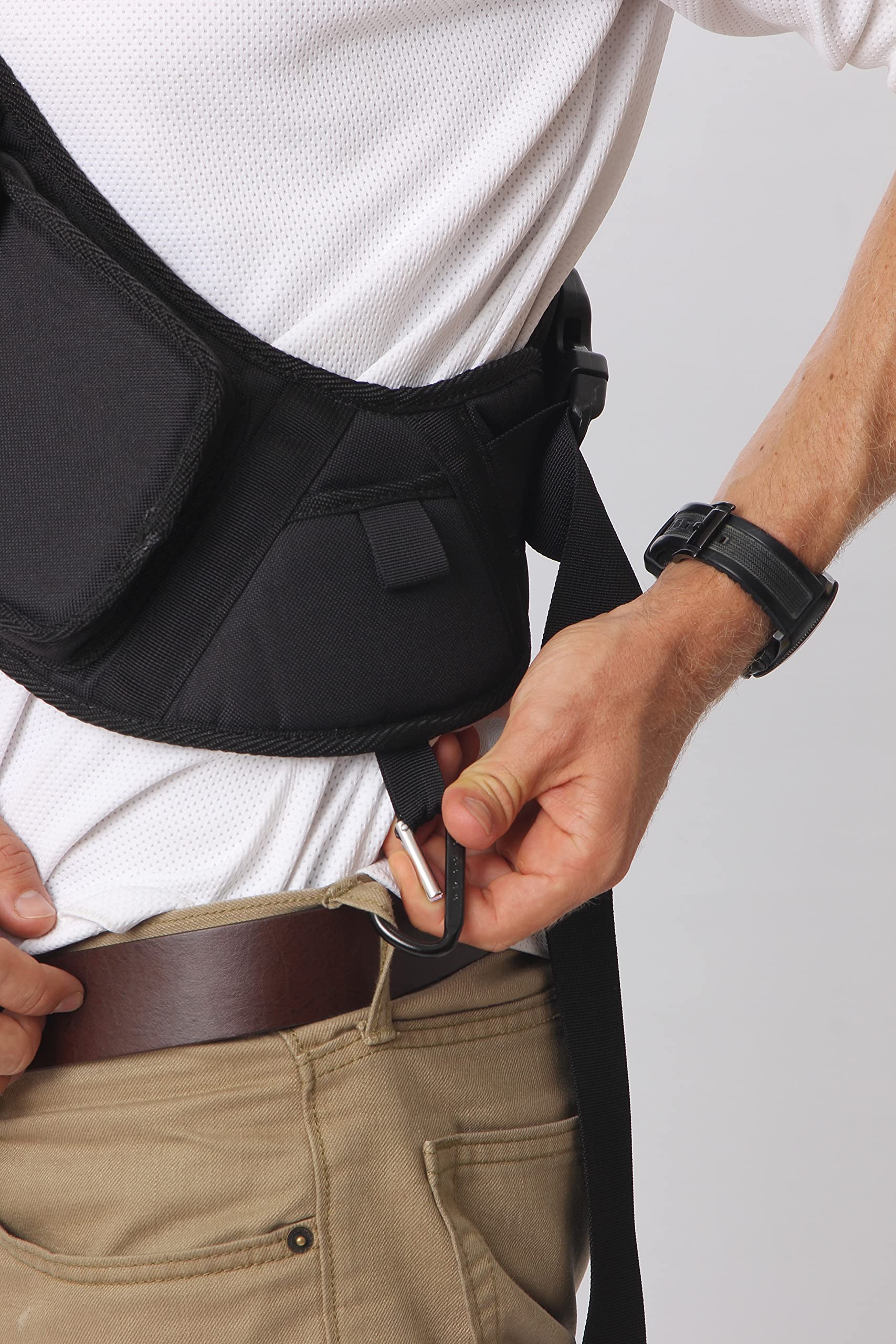 Premium Crossbody Sling Bag Travel Hiking Shoulder Daypack Black. Holds Water Bottle, Cell Phone, and Much More