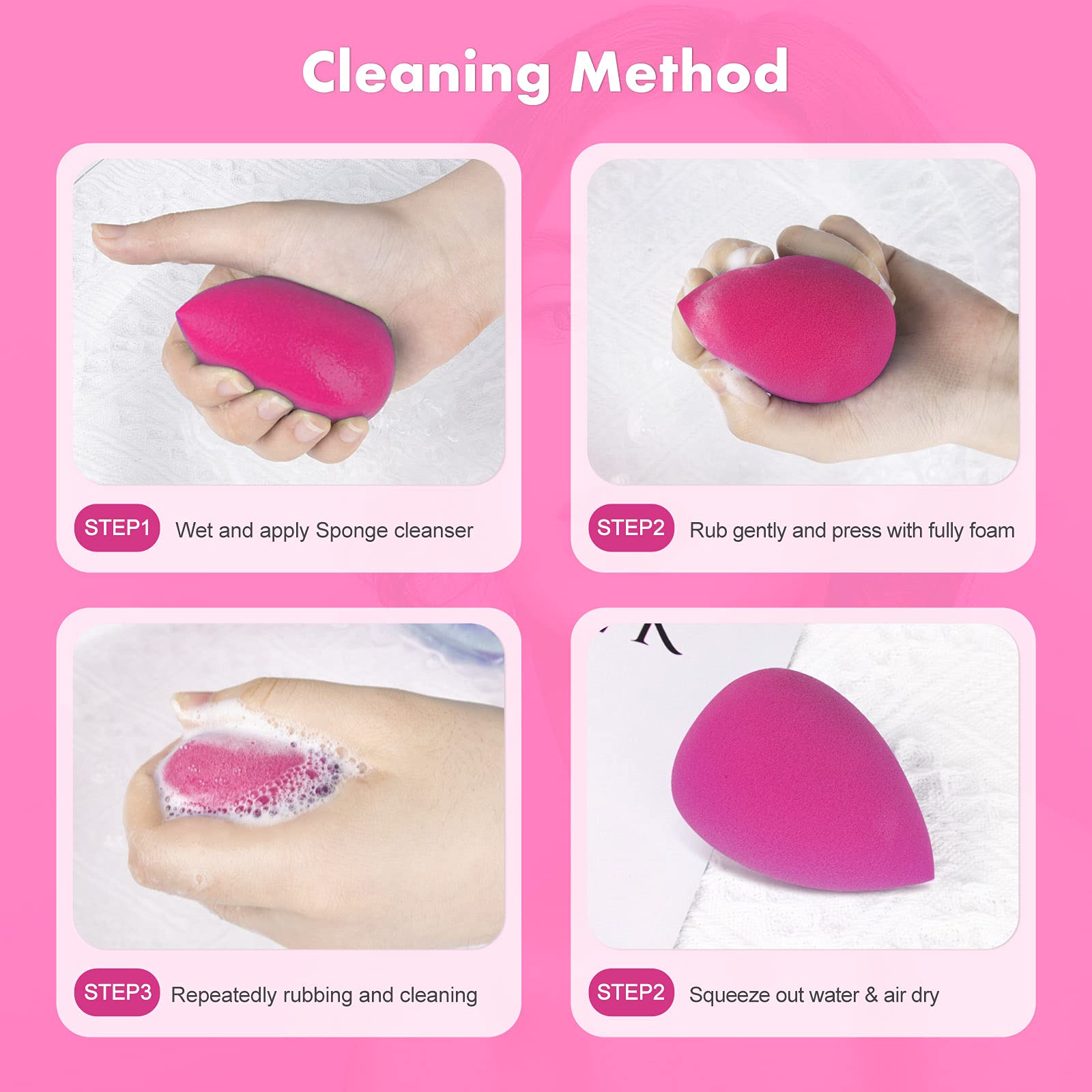 Makeup Sponge Blender Set, Beauty Makeup Sponges Latex-free Blender 5pcs + Beauty Sponge Holder 1pc