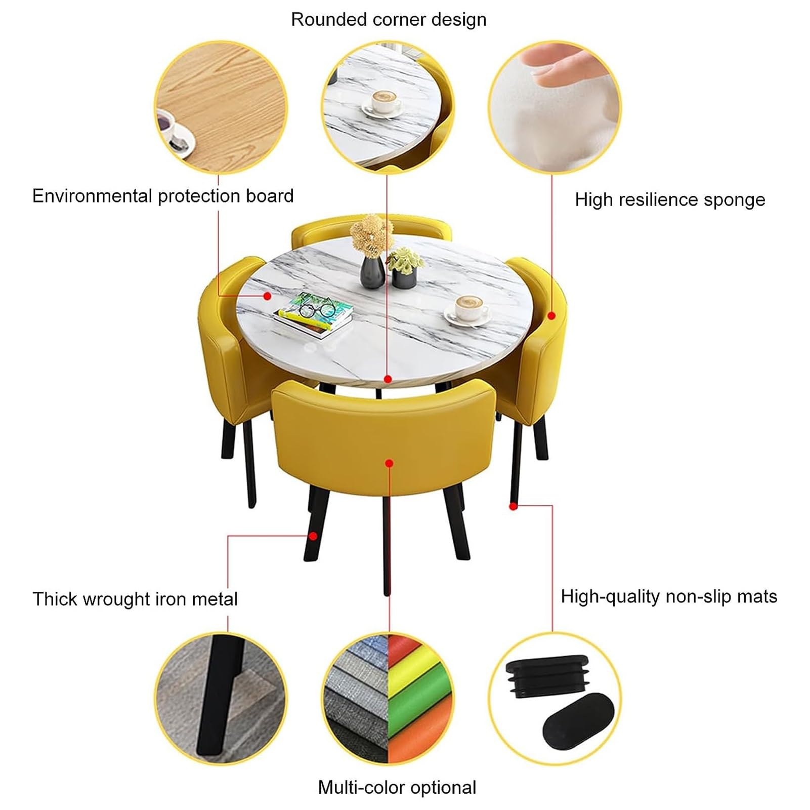 Office Reception Room Club Table,Coffee Table and Chair Set,Kitchen Dining Table Set for 4,Small Conference Room Tables Simple Office Table Round Furniture Table and Chair Set Save Space (Color : F,