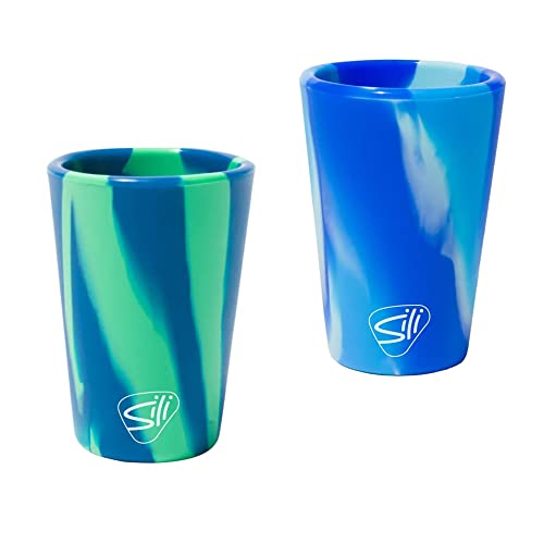 Silipint Silicone Shot-Glass Set: 6 Pack - Sugar Rush, Headwaters, Mountain Marble, Artic Sky & 2 Hippie Hops - 1.5oz