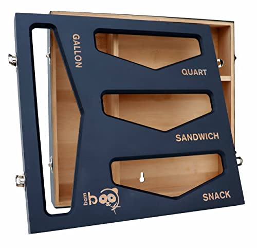 Ziplock Bag Bamboo Storage Organizer for Kitchen Drawer, Food Baggie Dispenser Box, Compatible with Quart Bag, Snack Bag, Sandwich Bag, Gallon Bag, (black)