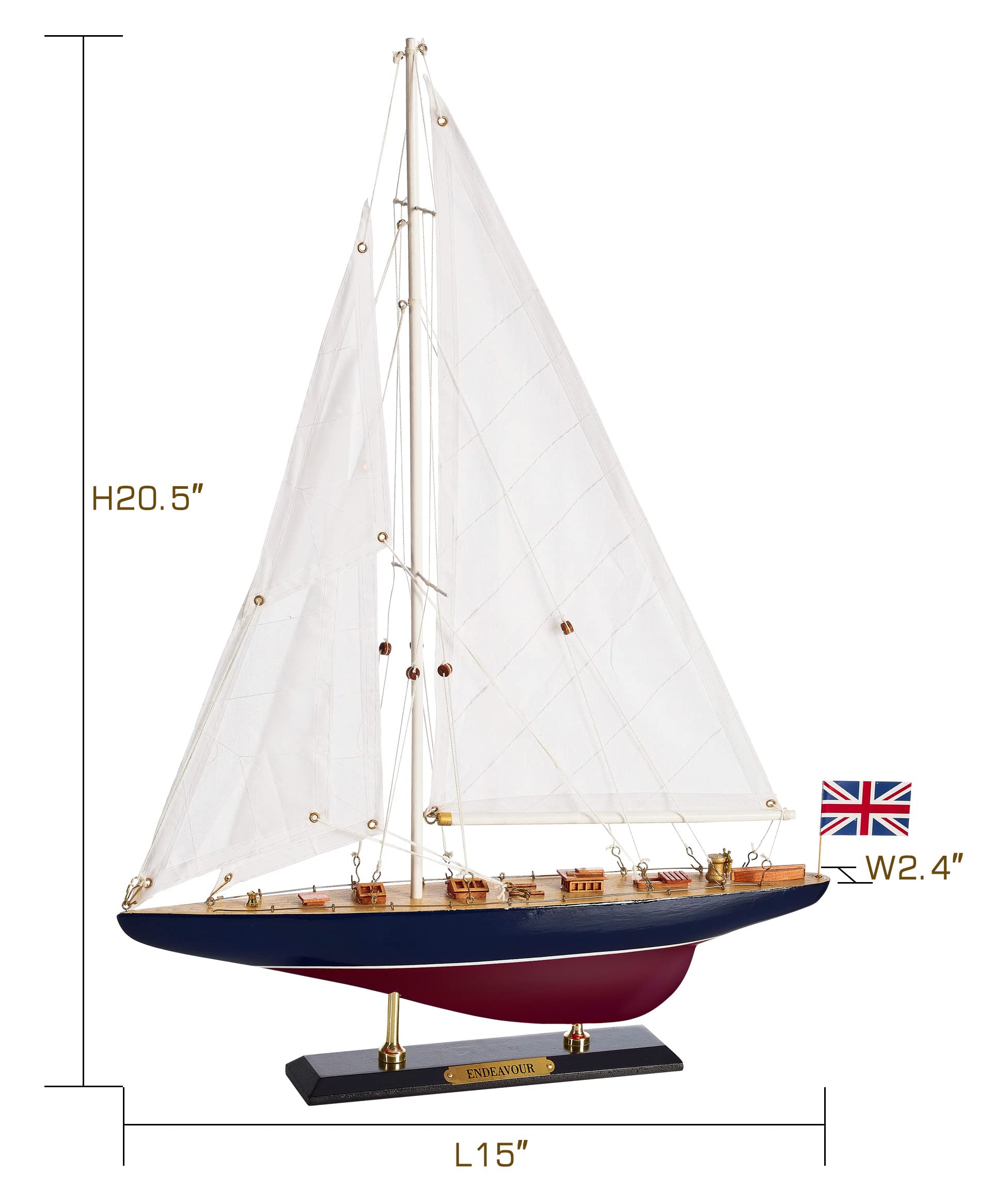 SAILINGSTORY Wooden Sailboat Model Ship Sailboat Decor Yacht Endeavour 1/100 Scale 1934 America's Cup Replica