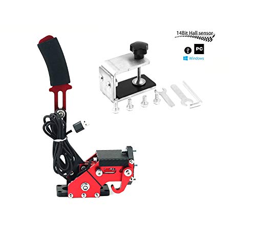 Pnndee 14 Bit PC SIM USB Handbrake with Clamp for Racing Games G25/27/29 T500 FANATECOSW Dirt Rally (red style01)