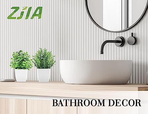 ZJIA 2 Packs Fake Plants Small Artificial Greenery Faux Plants Indoor for Home Farmhouse Bathroom Shelf Decor