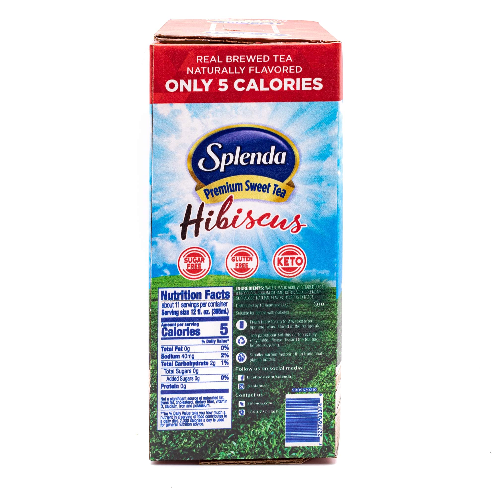 SPLENDA Premium Sweet Tea On Tap, 1 Gallon Bag In Box Ready to Drink Liquid, Hibiscus Tea, 128 Fl Oz