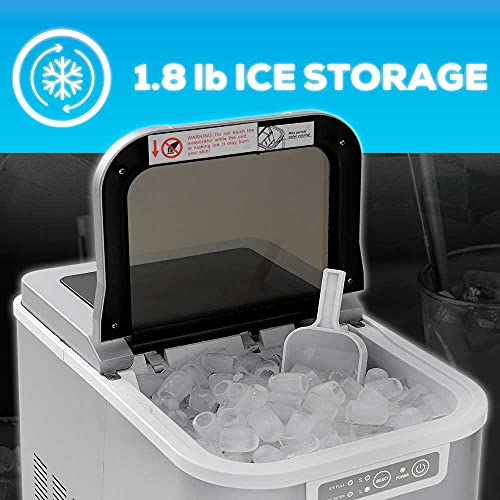 SUGGAR Ice Maker Machine β Mini Ice Machine with Scoop & Basket, 1.8 lbs Storage - Make 26 lbs Ice in 24 Hours β Self Cleaning Mode with Drainage Compact β Portable Ice Cube Maker (Indoor Outdoor)