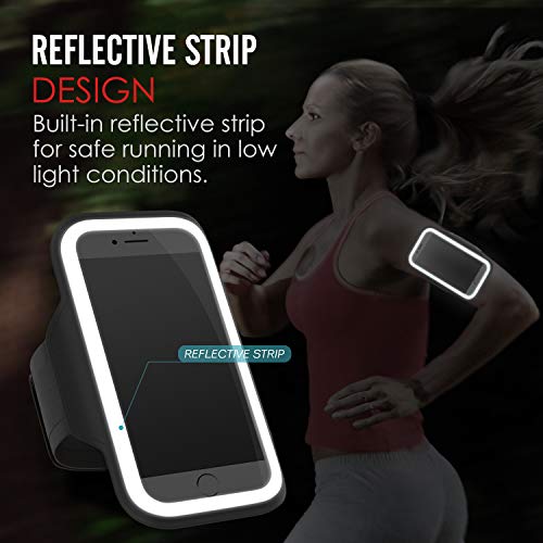 MoKo Phone Armband, Water Resistant Running Cell Phone Armband with Key Holder Adjustable Band Compitable with iPhone 11 Pro, X, Xs, 8, 7, 6, 6s, 5s, 5c, SE, 5, 4S,4 for Walking Fitness, Black