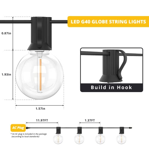 Sunnyload 31FT Outdoor String Lights Waterproof, 110 Volts Outdoor Decorations for Patio, Yard, Garden, Porch, Backyard,Heavy-Duty Decorative Cafe Hanging Lights,with 15 LED Shatterproof Bulbs