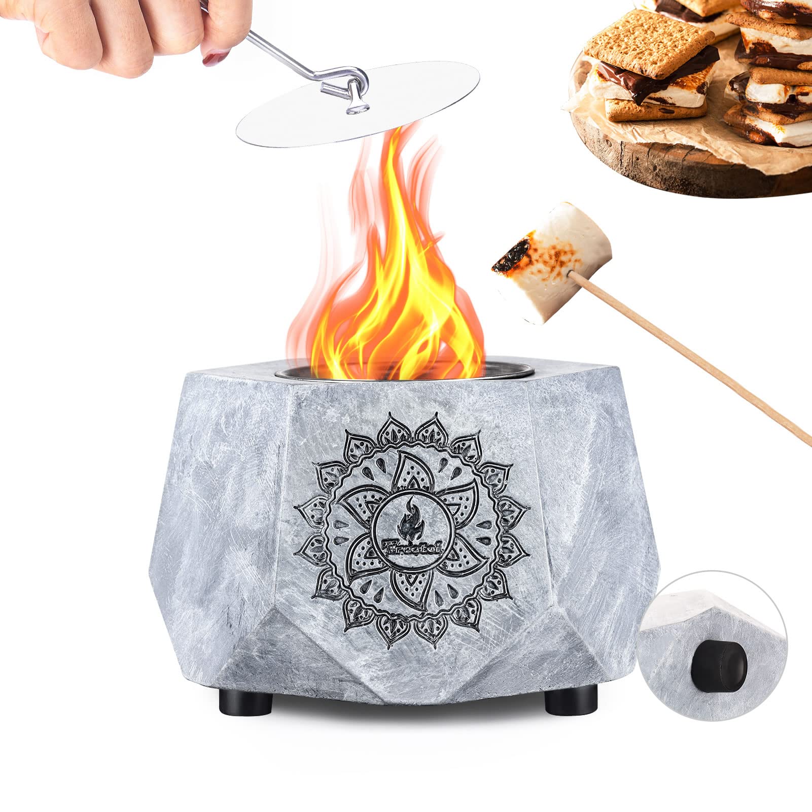 Treetoi Portable Tabletop Fire Pit for Smores Maker Indoor Mini Table Top Firepit Bowl Smokeless Outdoor Tabletop Fireplace for Patio