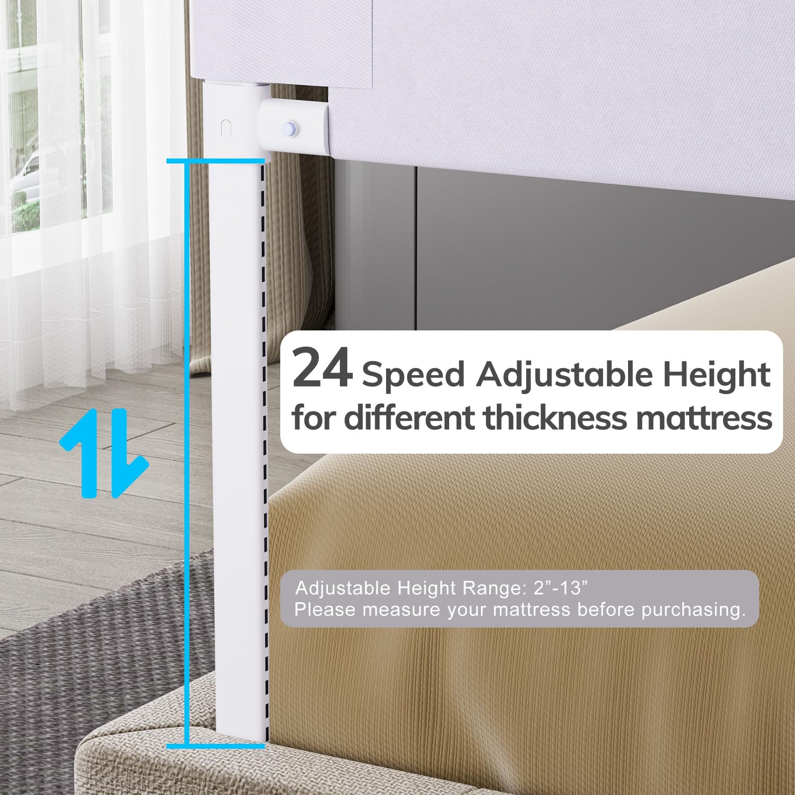 omzer Bed Rail for Toddlers - Baby Bed Guard Rail with Double Child Lock, Safety Bedrail for Children Kids with Pattern, Infants Height Adjustment Guardrail for Full Queen King Size - 1 Pack, 78.74β