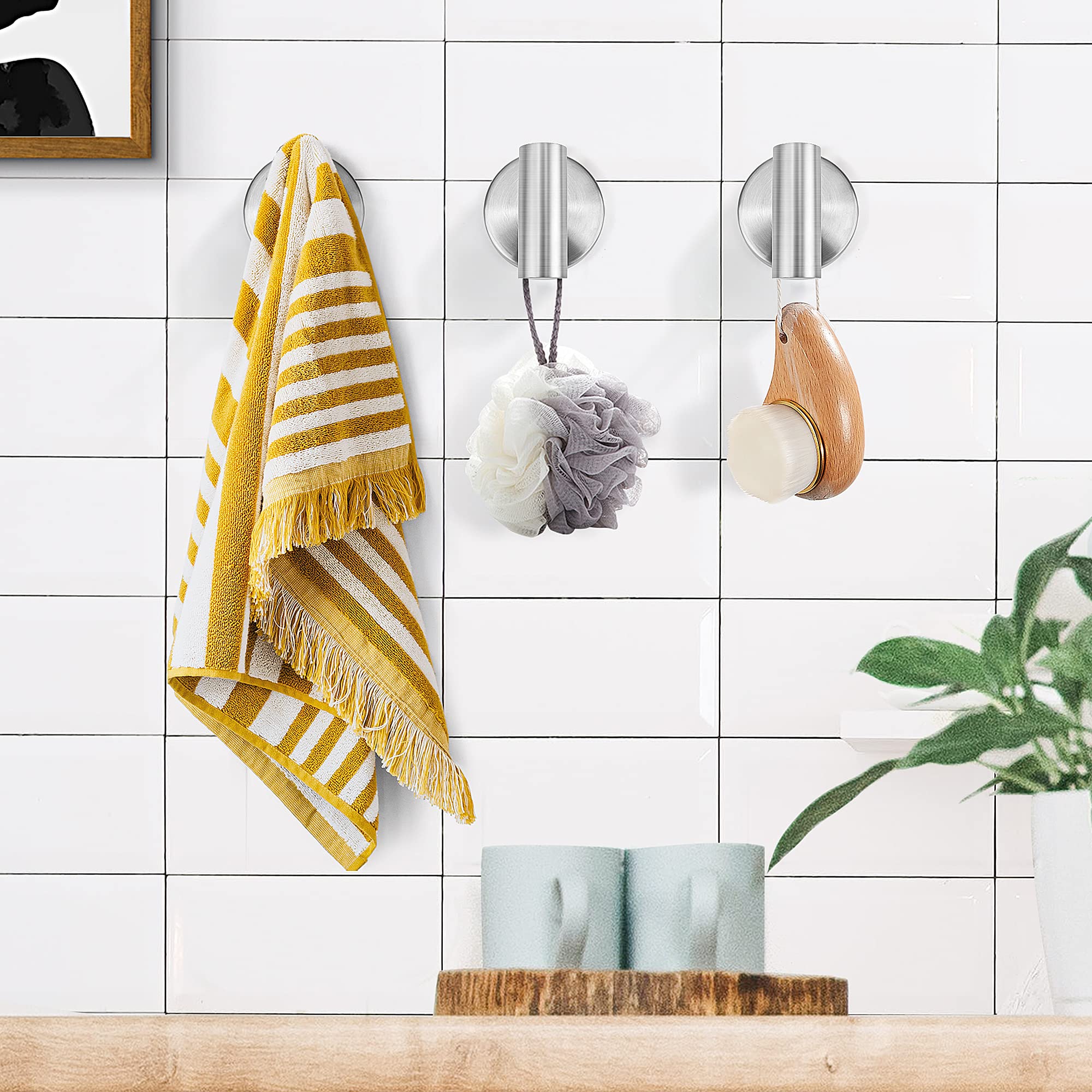 Ravinte Towel Hooks 2 Pack Brushed Nickel Bathroom Towel Hooks Wall Towel Hooks SUS 304 Stainless Steel Silver Coat Robe Clothes Hook Holder Towel Hooks for Bathroom Wall Mounted