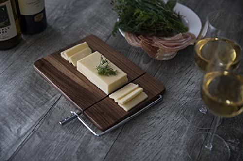 TOSCANA - a Picnic Time Brand Meridian Black Walnut Cutting Board with Cheese Slicer 12 x 10 x 12