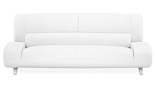 Zuri Furniture Modern Aspen White Microfiber Leather Sofa