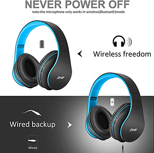 ZIHNIC 3 Items,1 Black Blue Over-Ear Wireless Headset Bundle with 1 Black Red Over-Ear Wireless Headset and 1 Black Green Foldable Wireless Headset