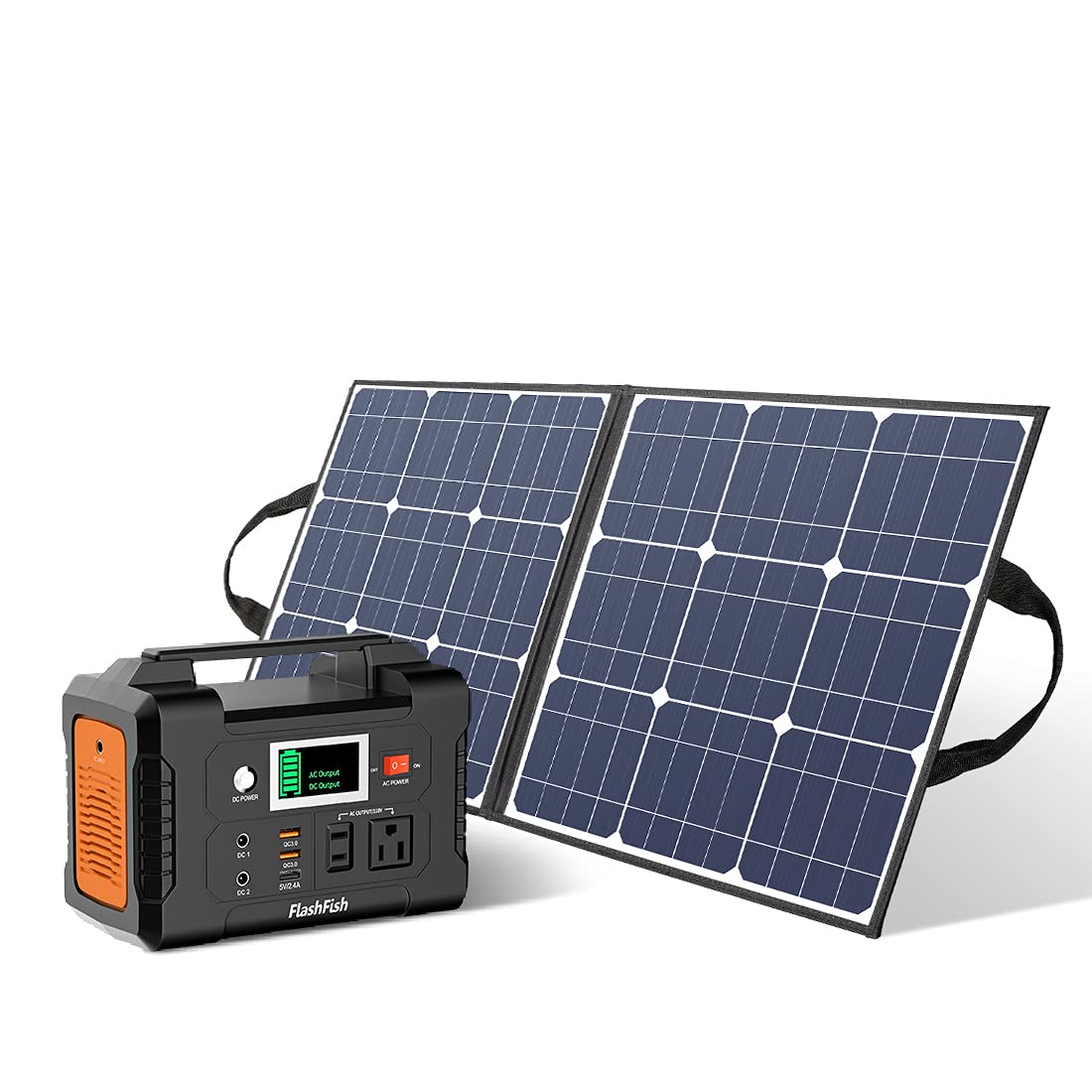 SUYIKIN 200W Portable Power Station, FlashFish 40800mAh Solar Generator with 50W 18V Portable Solar Panel, Flashfish Foldable Solar Charger with 5V USB 18V DC Output