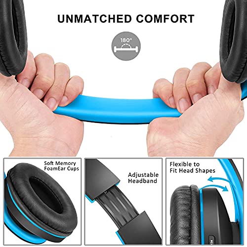 ZIHNIC 3 Items,1 Black Blue Over-Ear Wireless Headset Bundle with 1 Black Red Over-Ear Wireless Headset and 1 Black Green Foldable Wireless Headset