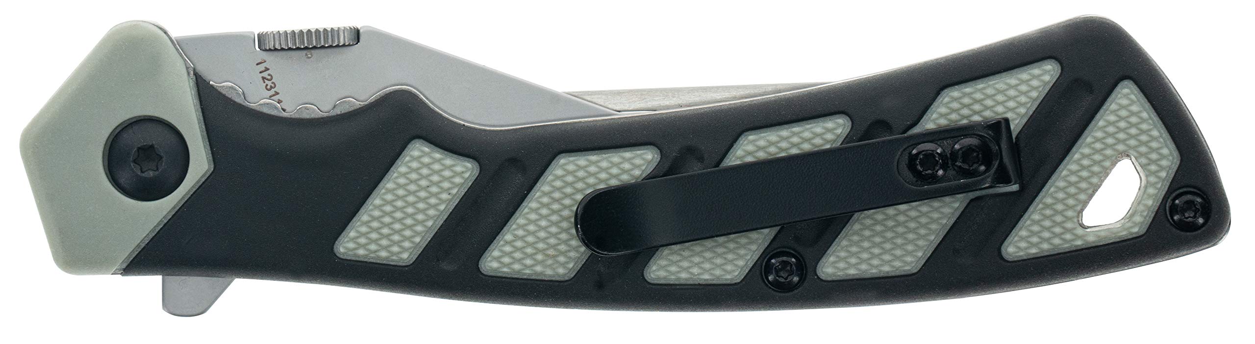 Old Timer Replaceable Blade Knife with Interchangeable 60A Scalpel Blades, Rubber Overmold Grip, Spare Blades, Thumb Assist, and Liner Lock for Hunting, Skinning, and Outdoors,Black