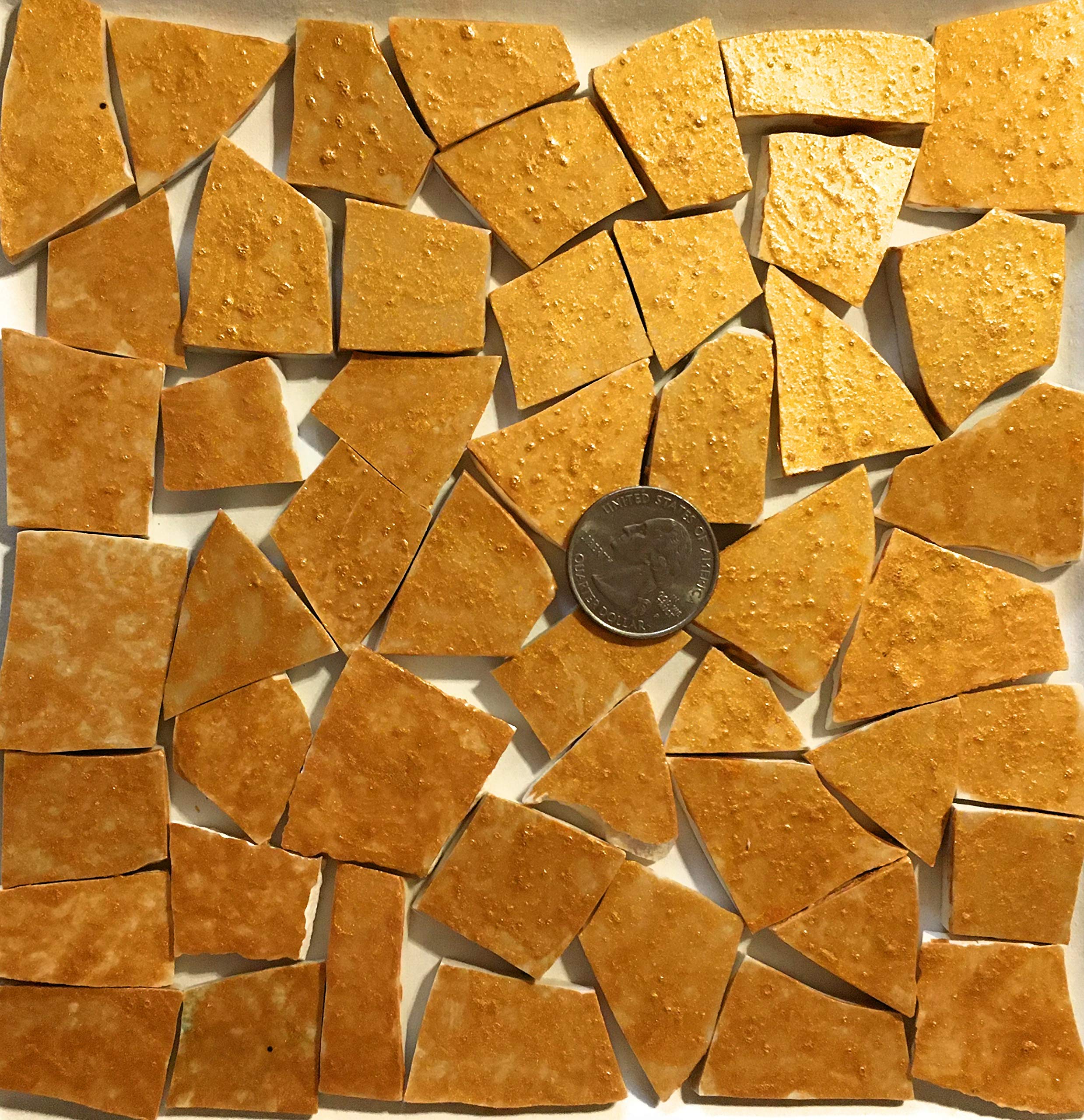Mosaic Art and Crafts Supplies HP Hand Painted Recycled Broken Dish Tiles Metallic Gold HP44