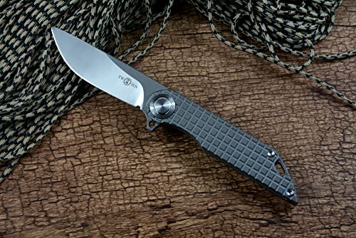 twosun TWOSUN Pocket Knife M390 Blade Flipper TC4 Titanium Handle TS308