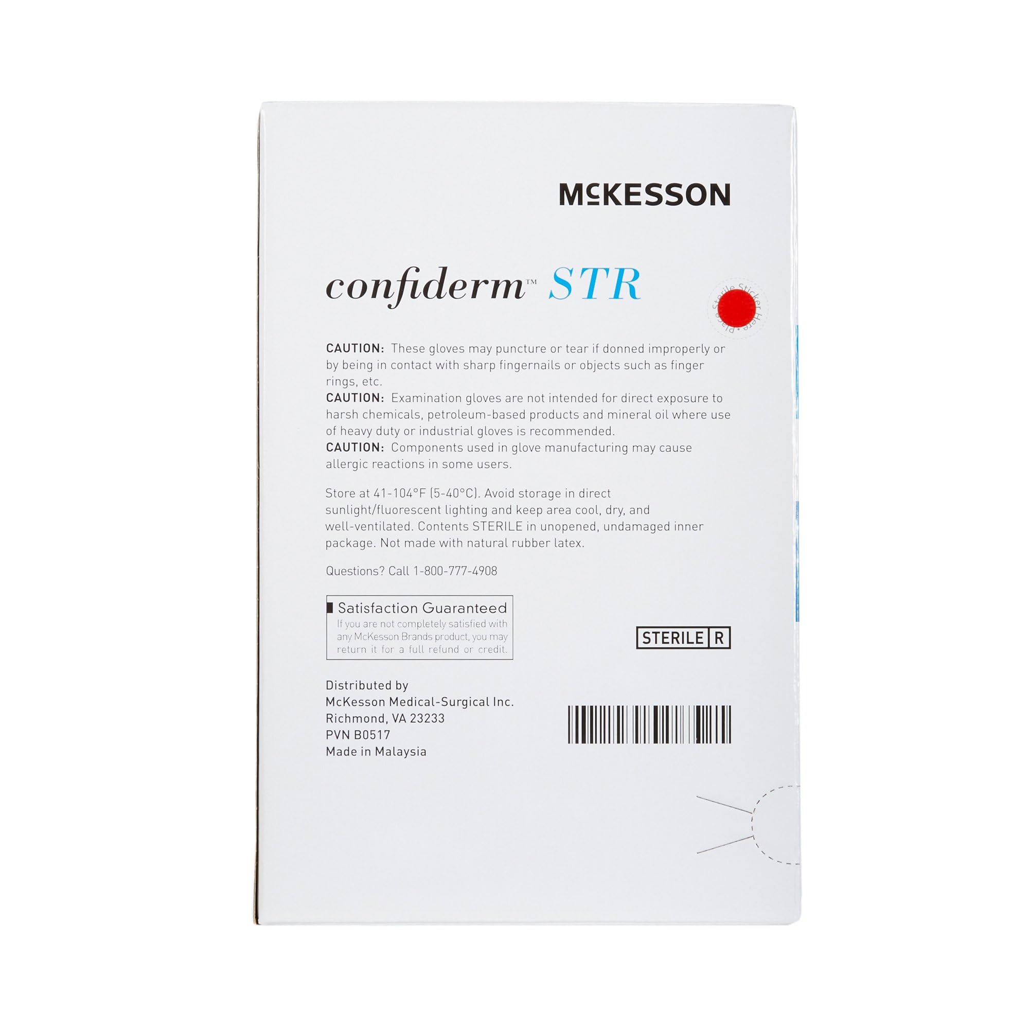 McKesson Confiderm STR Disposable Sterile Pair Nitrile Exam Glove Standard Cuff Length MEDIUM 14-6NSTR4 50 per Box