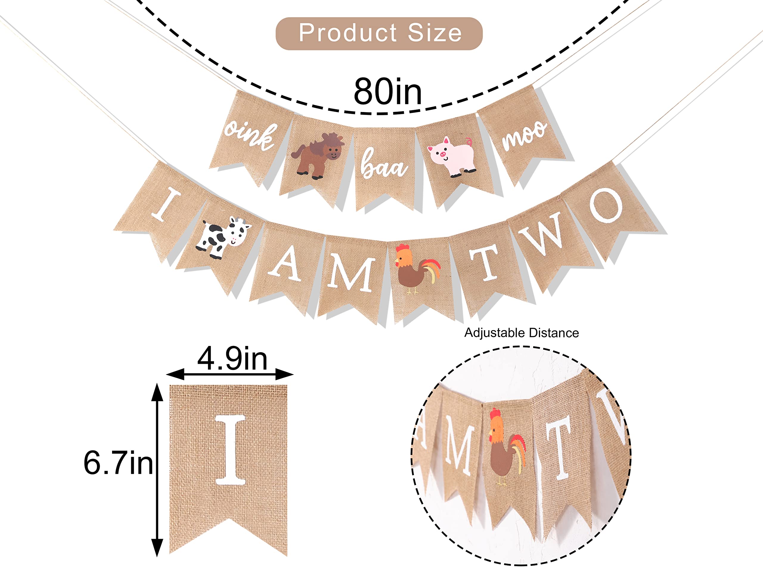 Oink Baa Moo I am Two Banner - Farm Second Birthday, Burlap Birthday Banner, Farm 2nd Birthday, Farm Theme Birthday, Farm Animals Birthday
