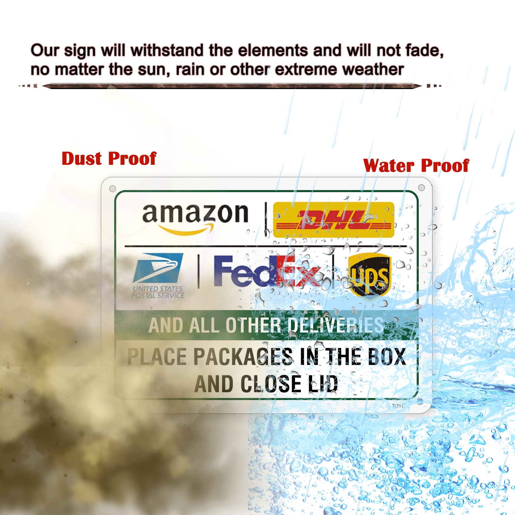 TQYC Package Delivery, Delivery Instructions for FedEx Amazon UPS USPS DHL Sign, 2-Pack 10 x 7 inch Rust Free Aluminum Sign