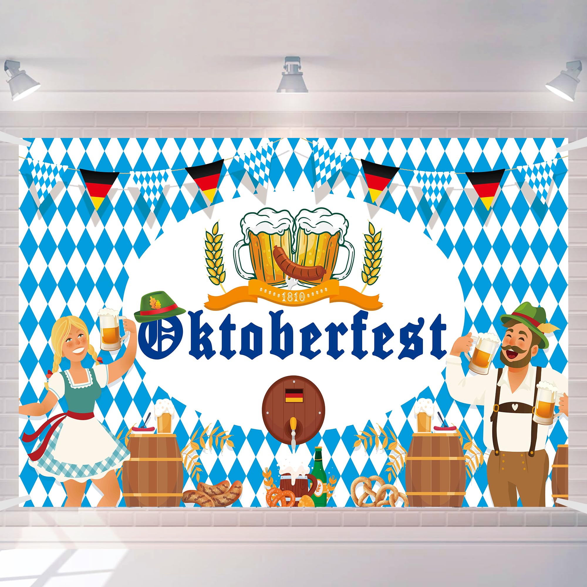 Oktoberfest Backdrop, Oktoberfest Decorations, 71 x 43'' Oktoberfest Photo Backdrop Party Decorations for Bavarian German Beer Festival, Oktoberfest Party Supplies Decor