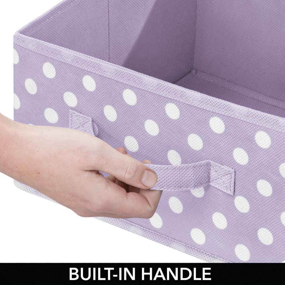 mDesign Fabric Nursery/Playroom Closet Storage Organizer Bin Box with Front Handle for Cube Furniture Shelving Units, Hold Toys, Clothes, Diapers, Bibs, 8 Pack, Light Purple/White Polka Dot