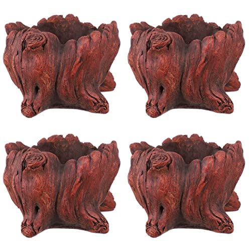 Veemoon 4 pcs Driftwood Decoration Wood Pen Indoor Center Vintage Shaped Delicate Table Tree Fake Bonsai Zen Planter Concrete Exquisite for Nice Fish Plant Simulated Brown Log Tank Stump