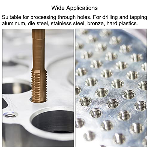 uxcell M8 x 1.25 Spiral Point Thread Tap and 6.6mm Twist Drill Bit Set, Metric Titanium Plated 6542 High Speed Steel Machine Screw Thread Tap Threading Tool