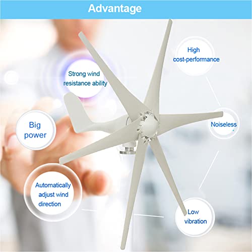 QAZNHODDS 8000W Wind Turbine Generator kit, with 6 Blade 2.5m/s Low Wind Speed Starting Wind Turbines for Terrace, Marine, Motorhome, Chalet, Boat,24v