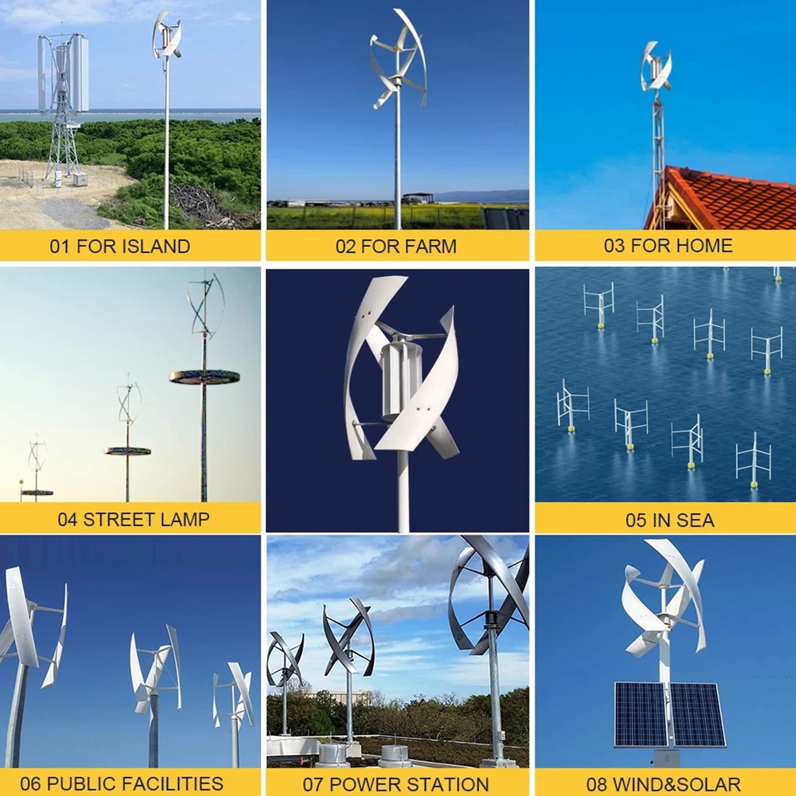QAZNHODDS 8000W Low Noise Vertical Wind Generator Kit, 12V 24V 48V with Waterproof Charge Controller 3 Blades for Home Use Vertical Axis Wind Turbine for Home Or Camping,48v